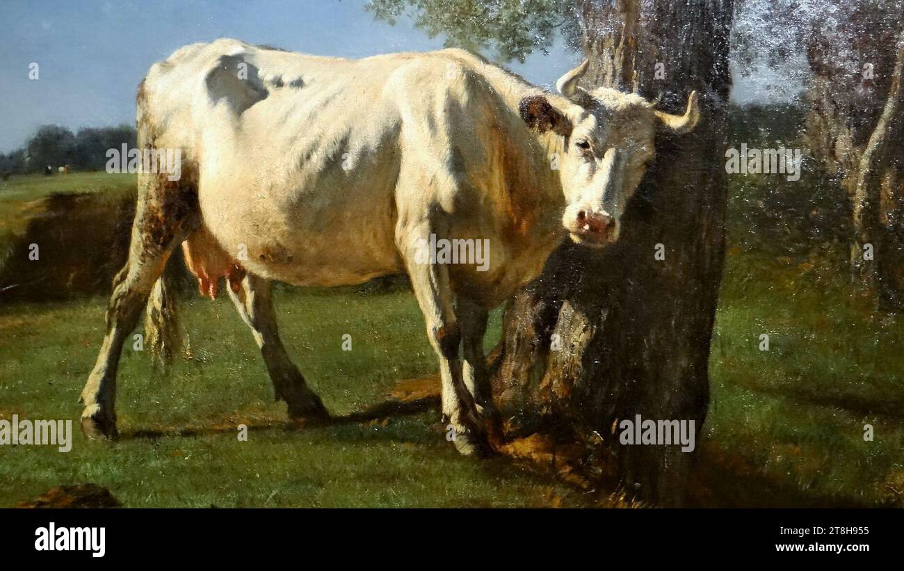 Vache qui se gratte, salon de 1859, huile sur toile, Constant Troyon (1 ...