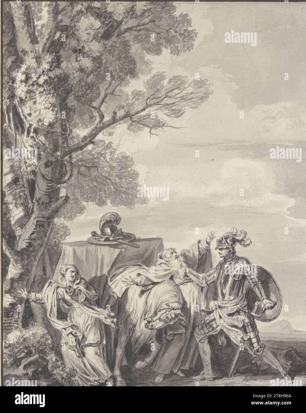 JEAN-BAPTISTE GREUZE, He grabs his chin with wild hatred / And tears ...