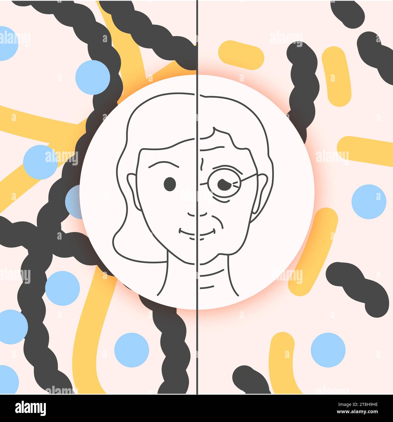 Collagen content in young and old skin illustration Stock Vector Image ...