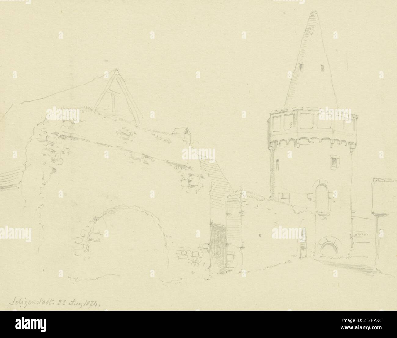 CARL THEODOR REIFFENSTEIN, bulwark tower and city wall in Seligenstadt ...