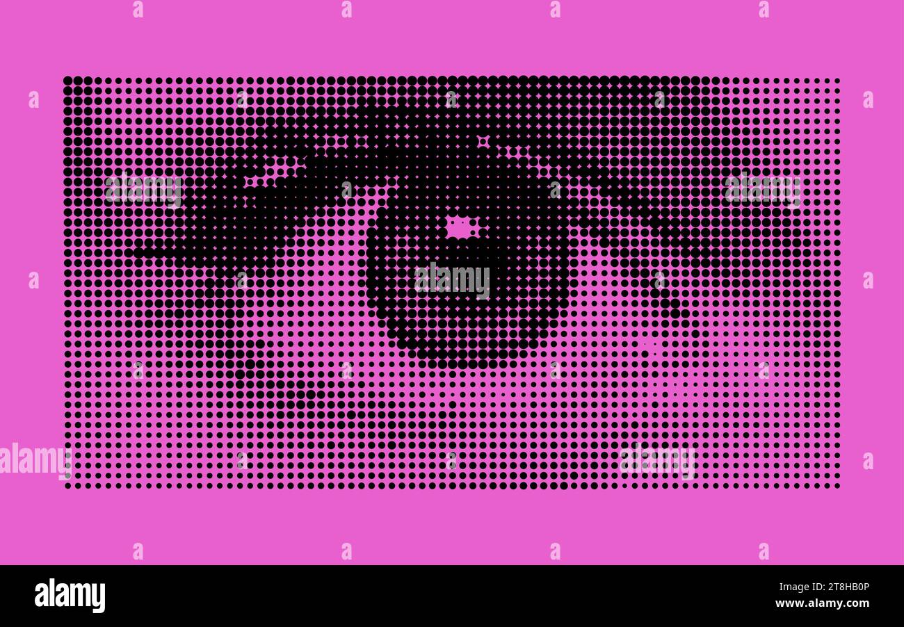 Halftone dotted eye on pink background for trendy y2k retro collage ...