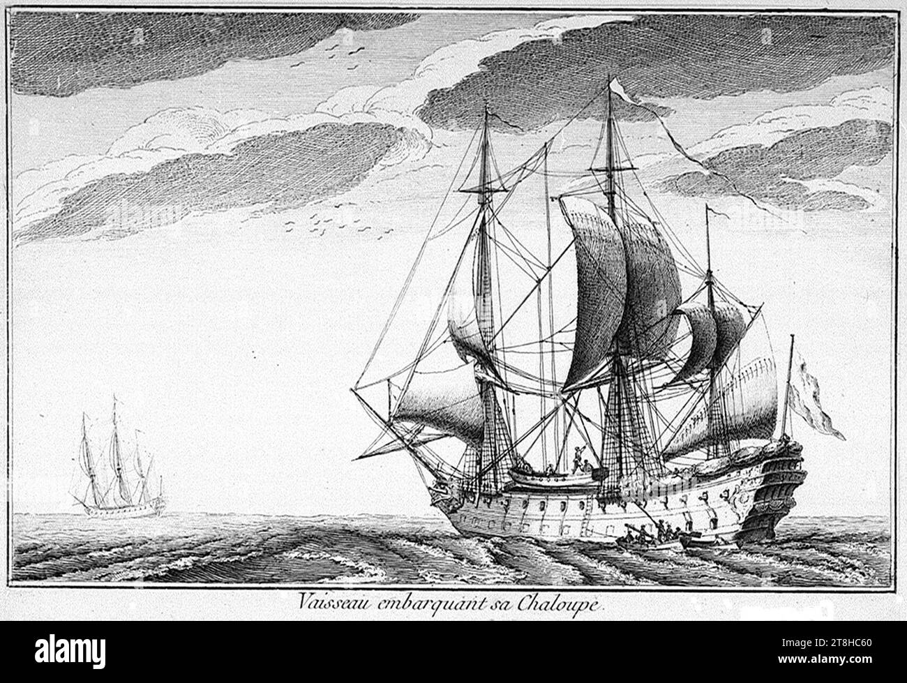 Vaisseau embarquant sa chaloupe N Ozanne Stock Photo - Alamy