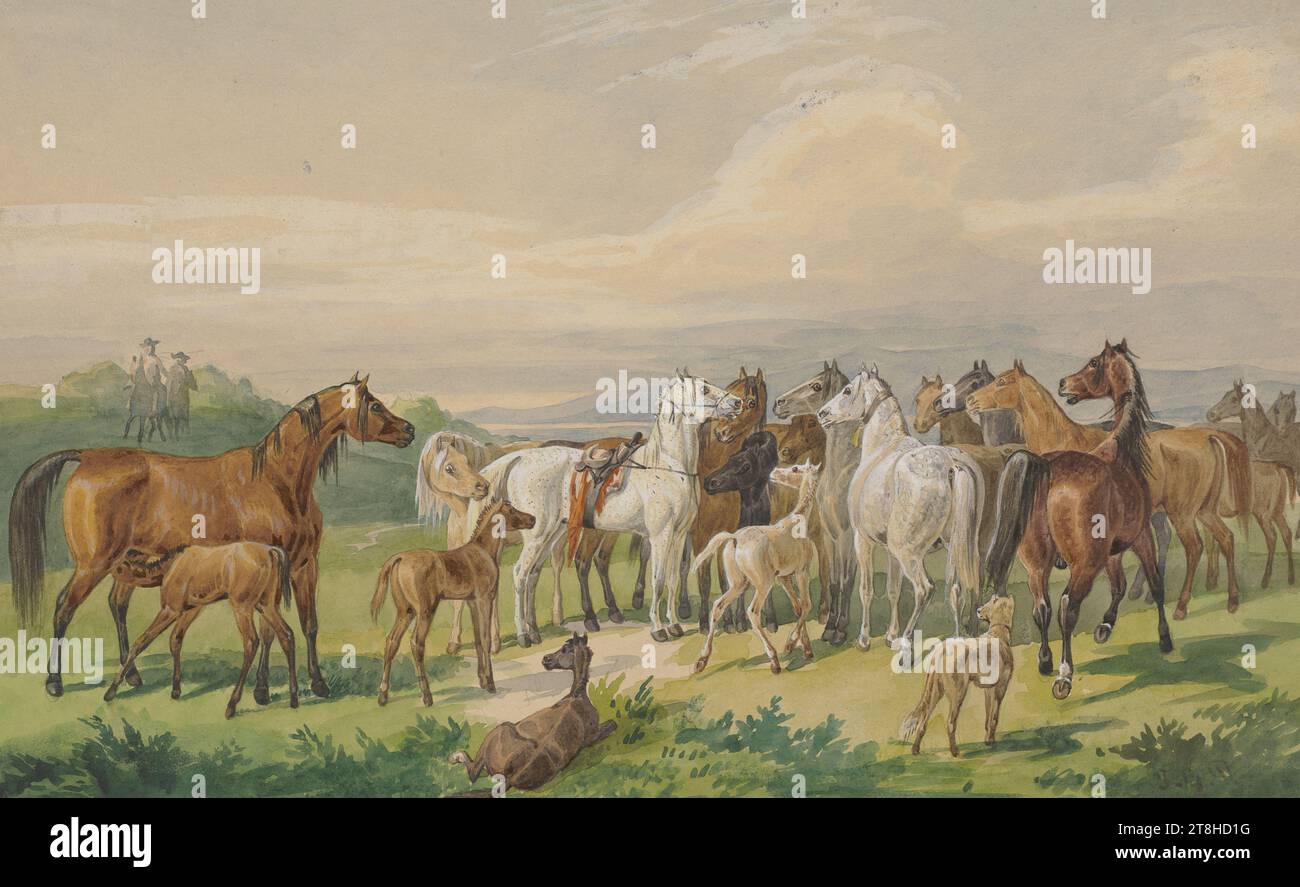 JOHANN ERDMANN GOTTLIEB PRESTEL, A saddled military horse returns to ...