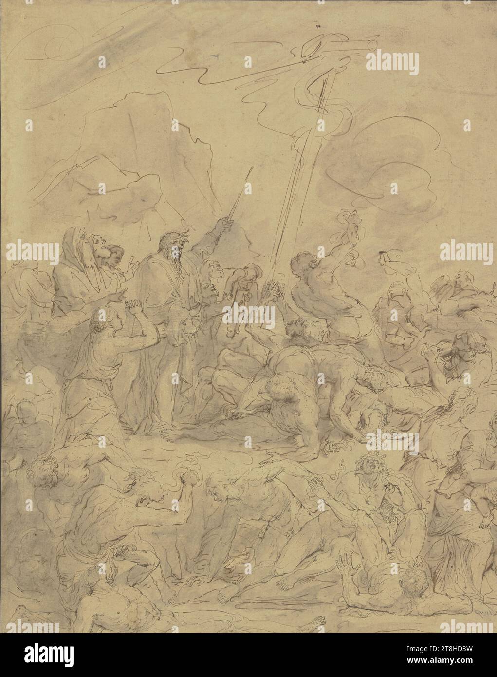 RAYMOND LA FAGE, Moses and the Brazen Serpent, sheet, 525 x 410 mm, pen ...