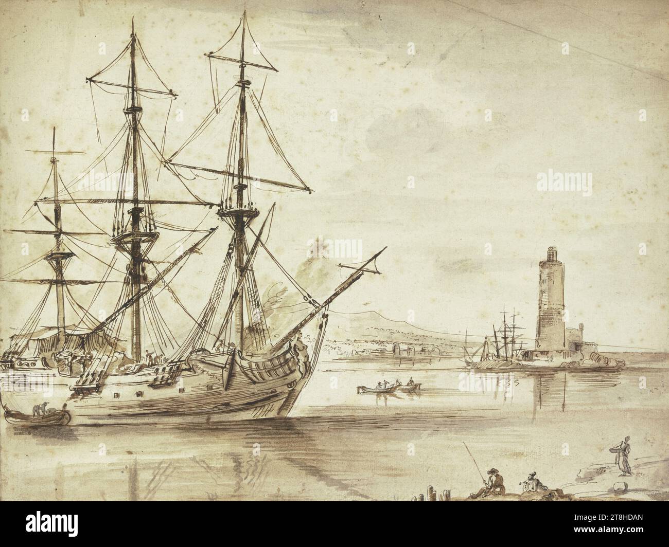 JOSEPH VERNET, Marine, left a three-master, right a lighthouse, sheet ...