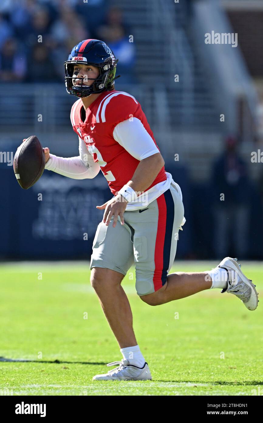 Mississippi quarterback Jaxson Dart (2) looks to pass during the first ...