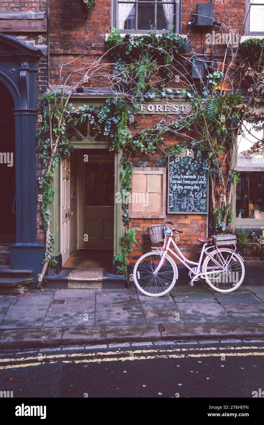 SWINEGATE, YORK, UK - NOVEMBER, 17, 2023. An old fashioned restaurant ...