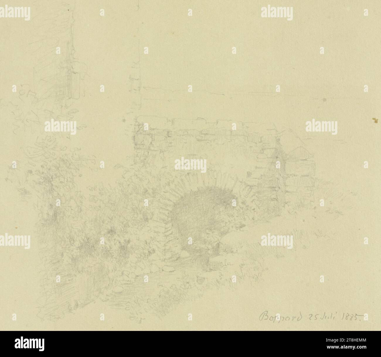 CARL THEODOR REIFFENSTEIN, stone bridge in Boppard, July 25, 1885 ...