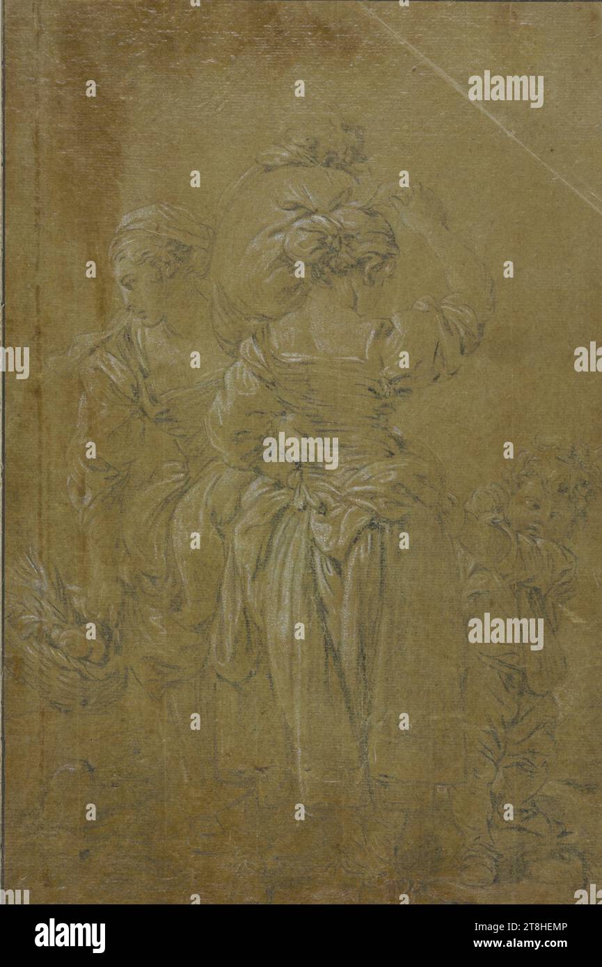 FRANÇOIS BOUCHER, Two peasant women with two boys, sheet, 310 x 208 mm ...