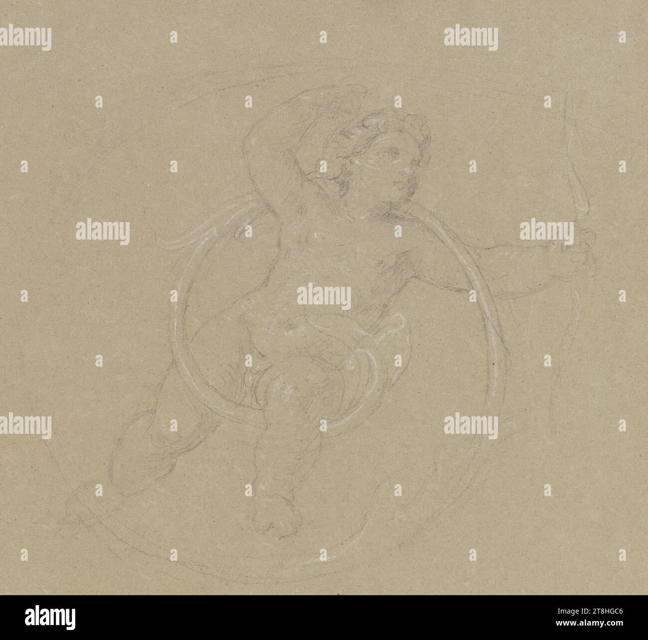 MORITZ VON SCHWIND, putto between tendrils, in the left a bow, sheet ...