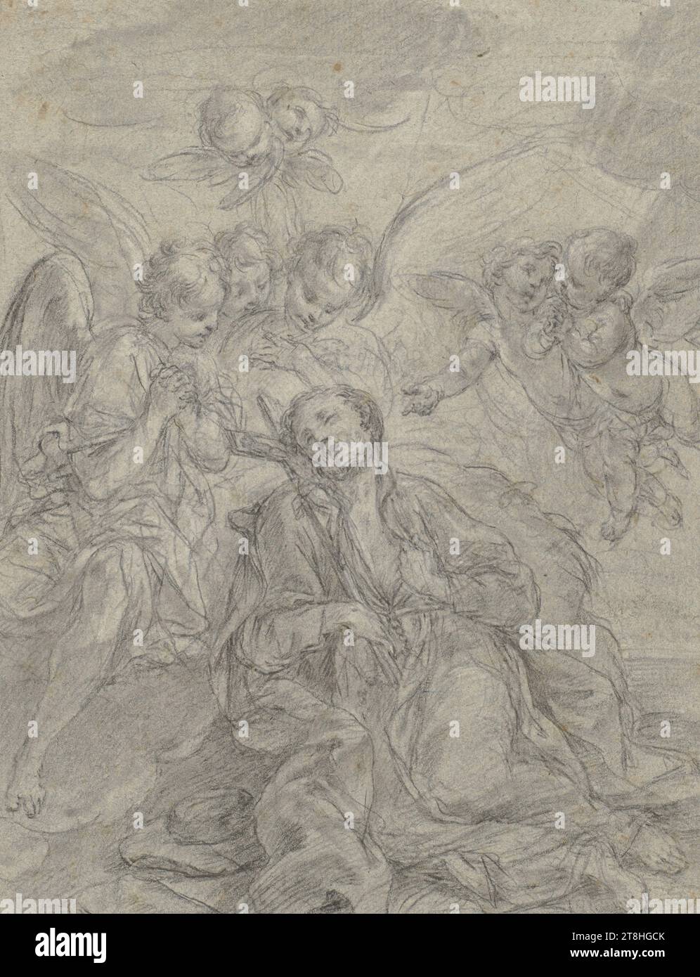 FRANÇOIS PERRIER ?, Dying Saint Francis surrounded by angels, sheet ...