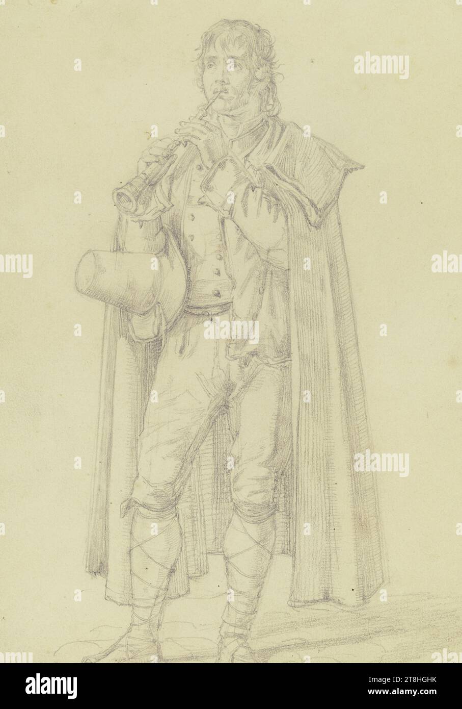 GERMAN, 19TH CENTURY, Italian, playing clarinet, sheet, 287 x 212 mm ...