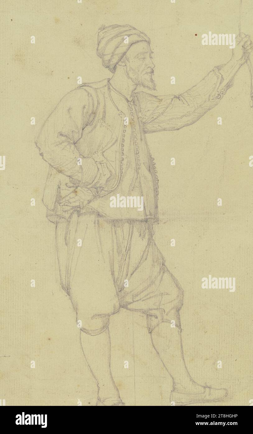 GERMAN, 19TH CENTURY, depiction of a Jew, sheet, 252 x 162 mm, pencil ...