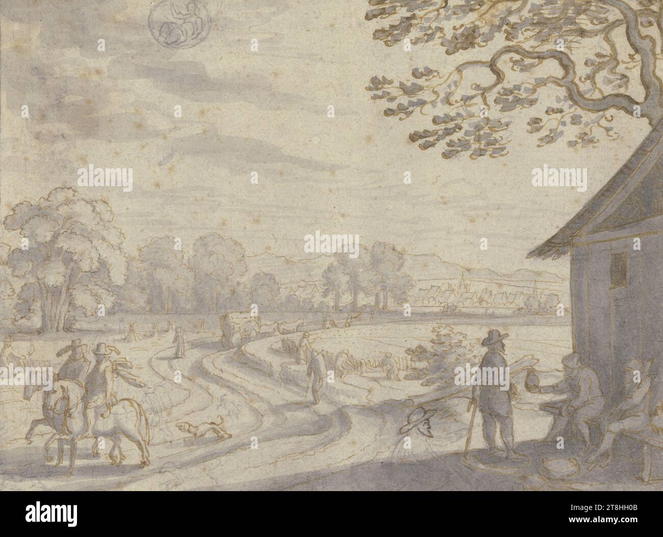 MATTHÄUS MERIAN D. Ä., monthly picture August, top left the sign of the ...