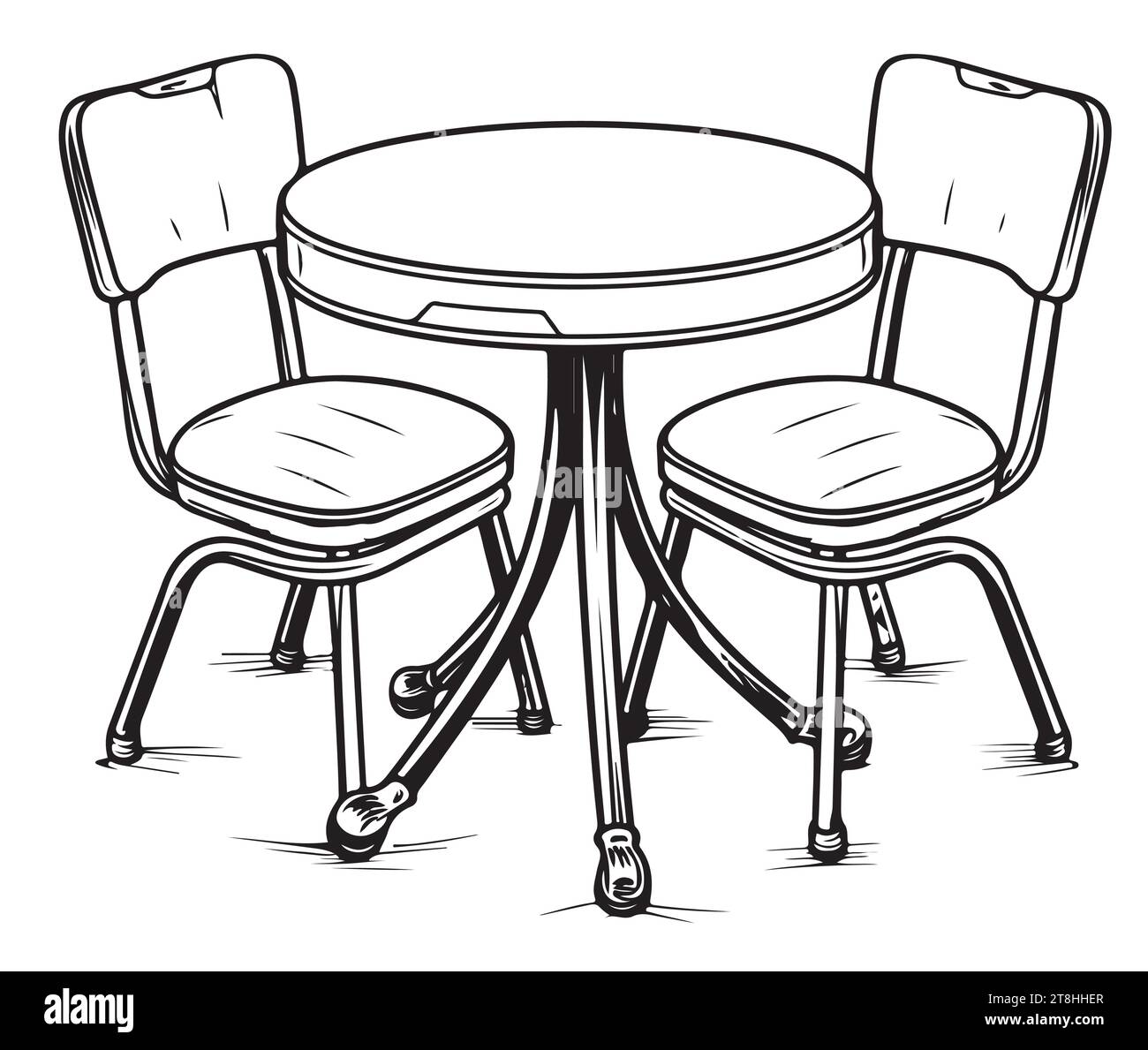 Furniture In Summer Cafe Table And Chairs Sketch Vector Illustration Stock Vector Image And Art
