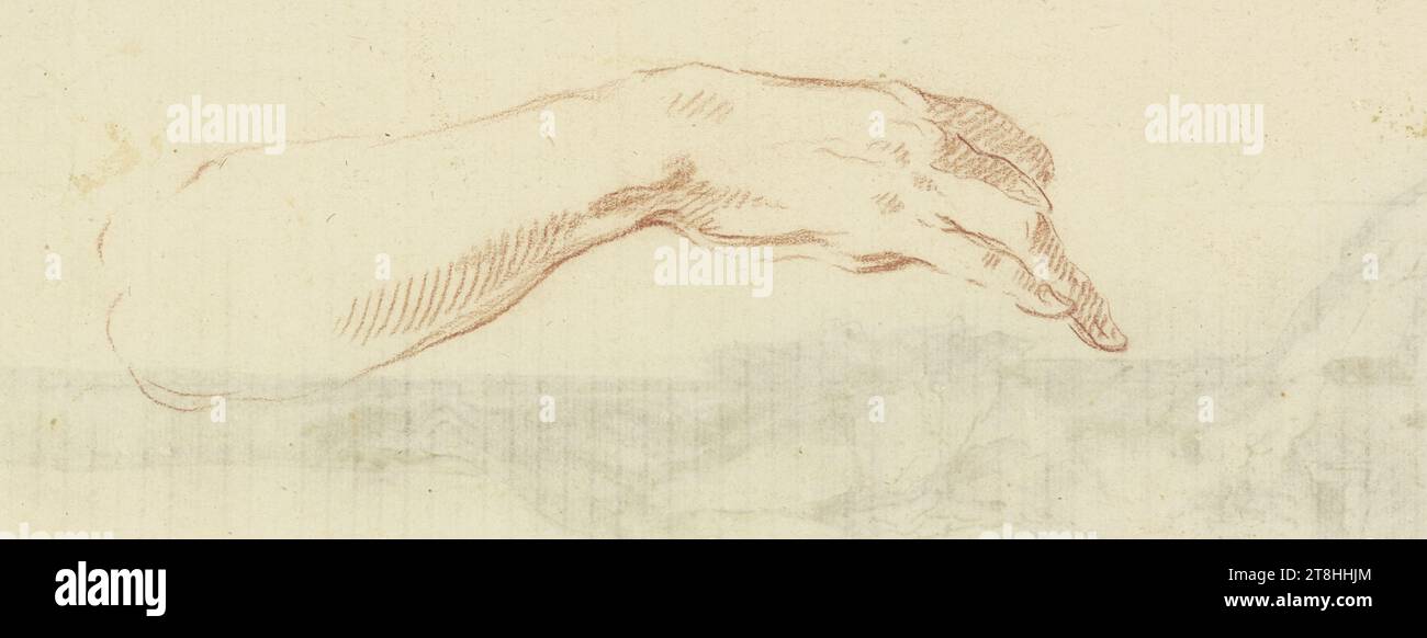 VENETIAN, 18TH CENTURY, Study of a hand, sheet, 151 x 287 mm, red chalk ...