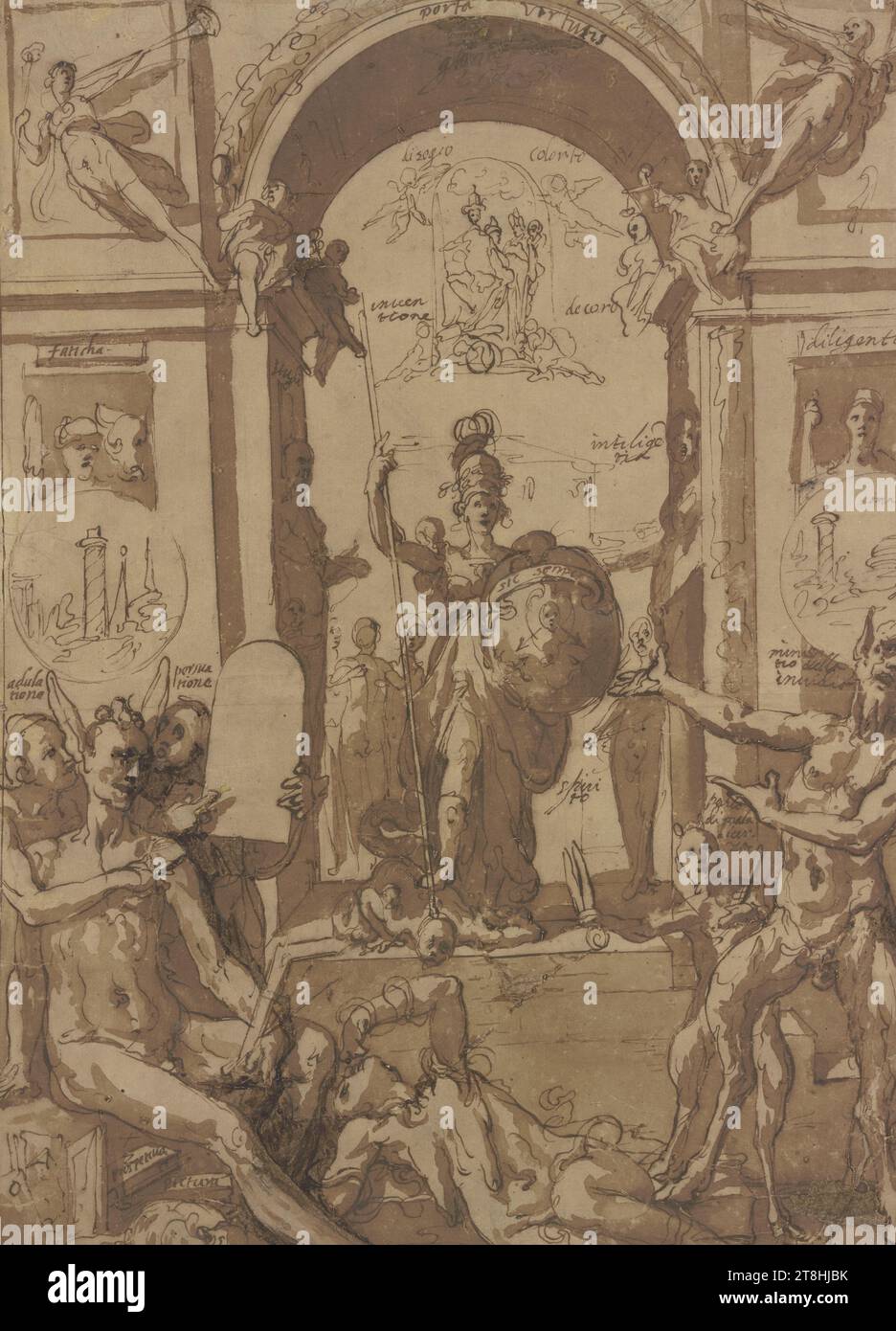 UNKNOWN ARTIST, Allegorical representation of the Porta Virtutis, sheet ...