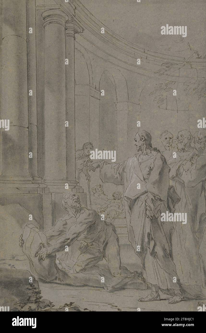 PAUL TROGER, Christ heals the lame man: Christ with the disciples ...