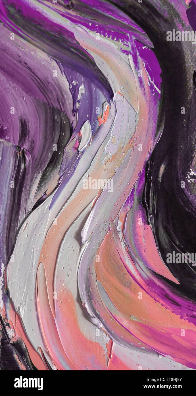 Closeup of a painting by oil and palette knife. Highly-textured, high ...