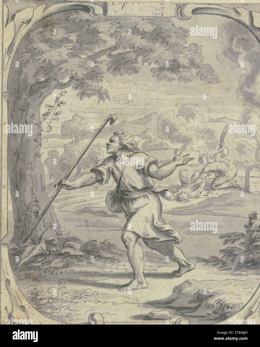 JOHANN JAKOB VON SANDRART, Cain and Abel, sheet, 95 x 79 mm, pen and ...