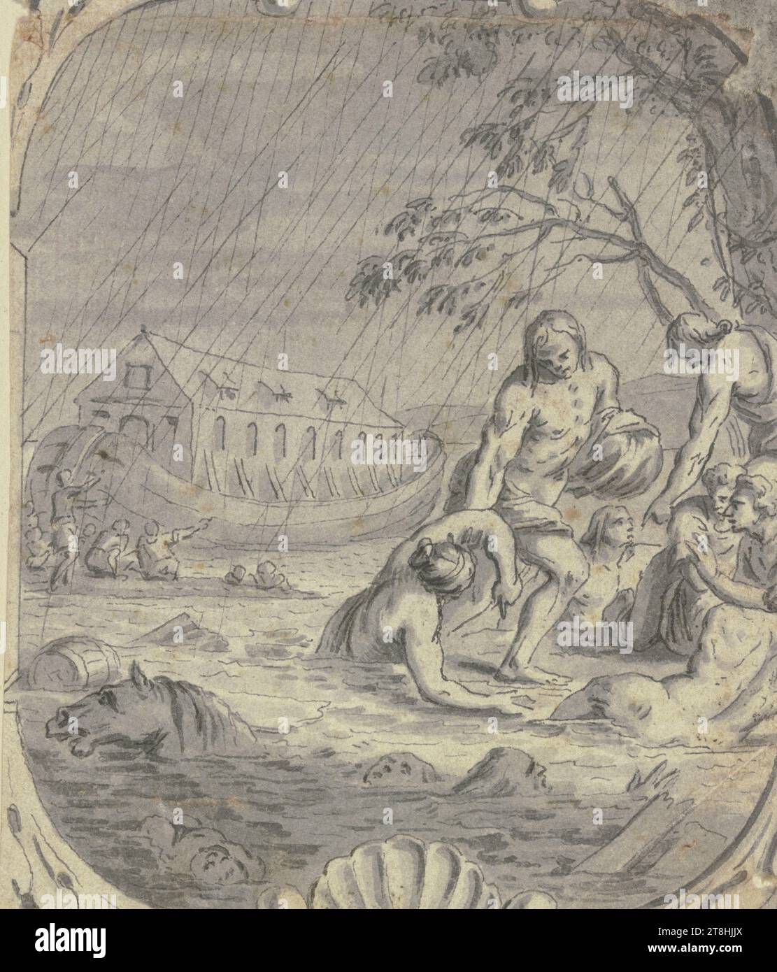 JOHANN JAKOB VON SANDRART, The Deluge, sheet, 99 x 78 mm, pen and brush ...
