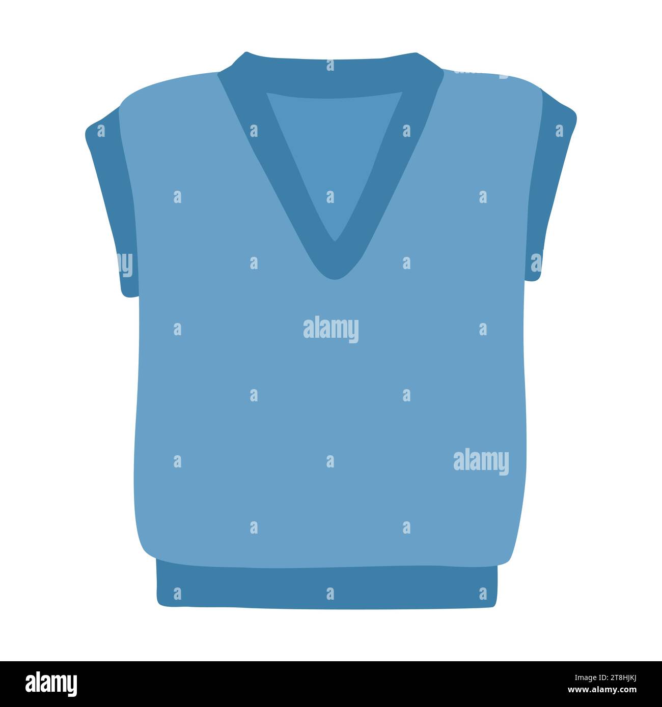 Warm knitted blue vest, autumn or winter clothes element, vector ...