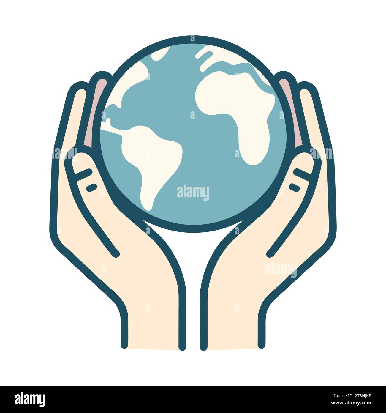 Two hands hold the globe Earth. Concept of caring for the Earth. Vector ...