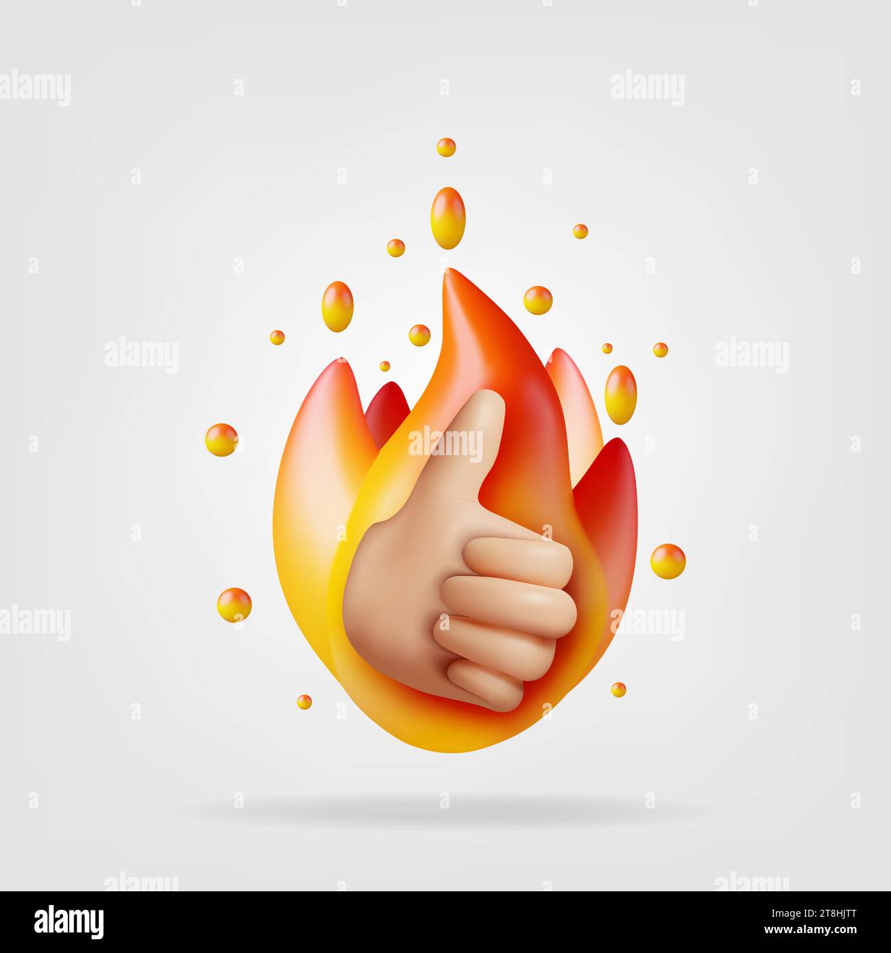 3D Thumbs Up Hand Gesture in Fire Isolate Stock Vector Image & Art - Alamy