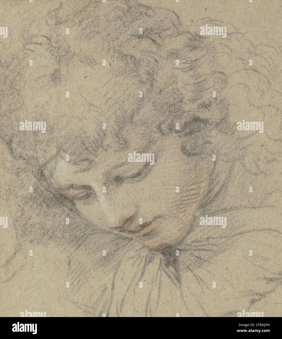 FRENCH, 18TH CENTURY, Downward-looking head with a ruff, ca. 1740 ...