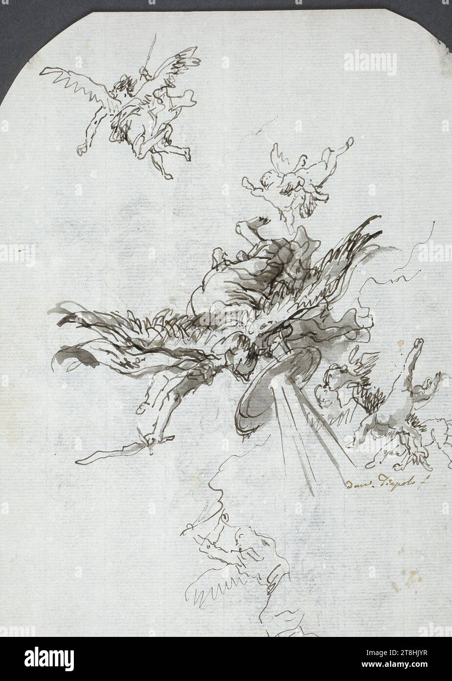 GIOVANNI DOMENICO TIEPOLO, The Archangel Michael, sheet, 273 x 192 mm ...