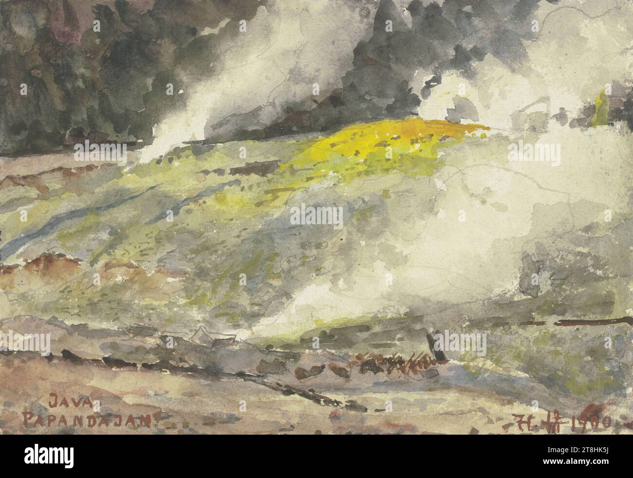 FRITZ HAUCK, Papandajan, volcano?, on Java, March 17, 1900, sheet, 180 ...