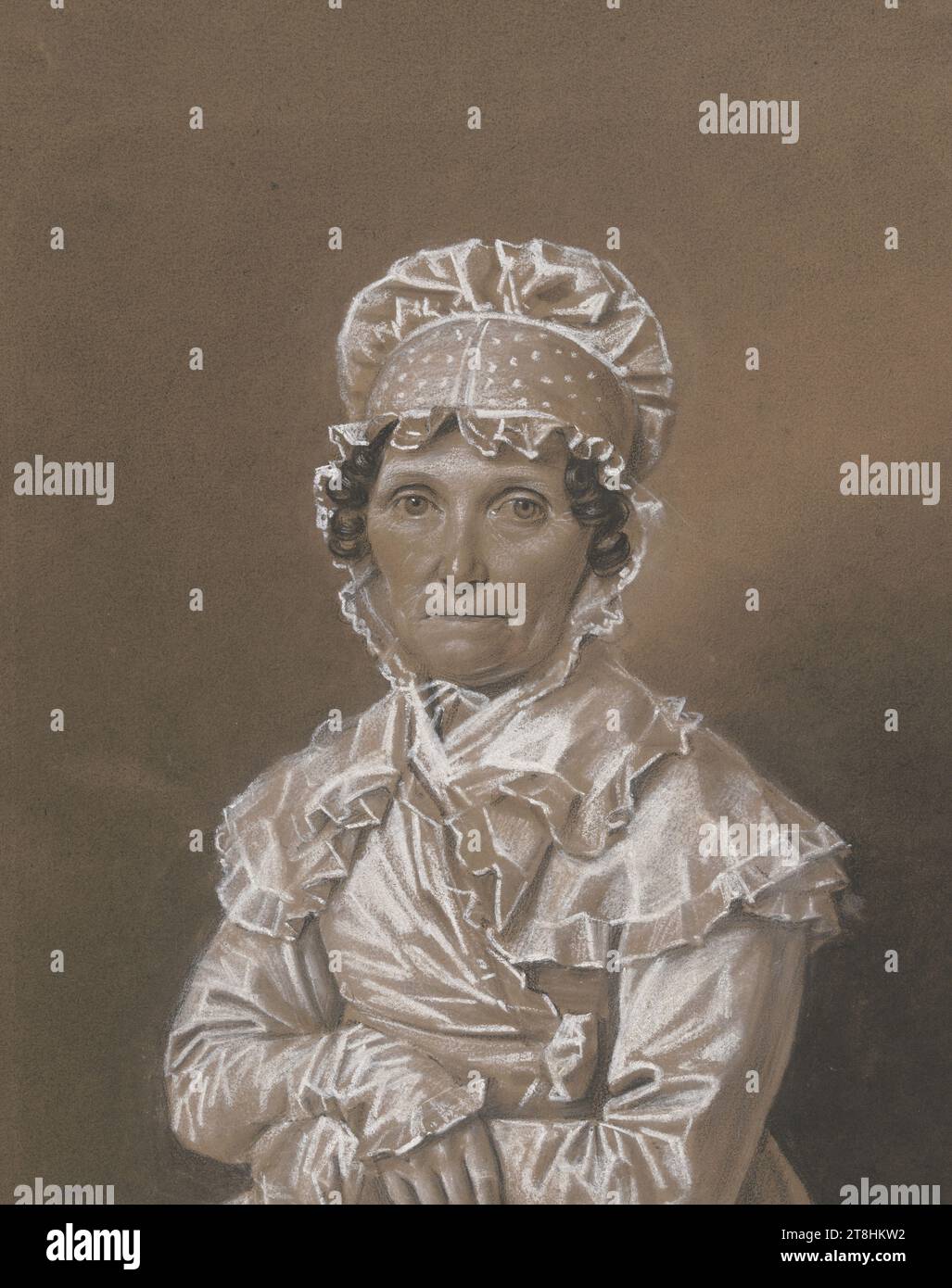 FRANZ KRÜGER, A lady with a lace bonnet, sheet, 253 x 199 mm, Black and ...