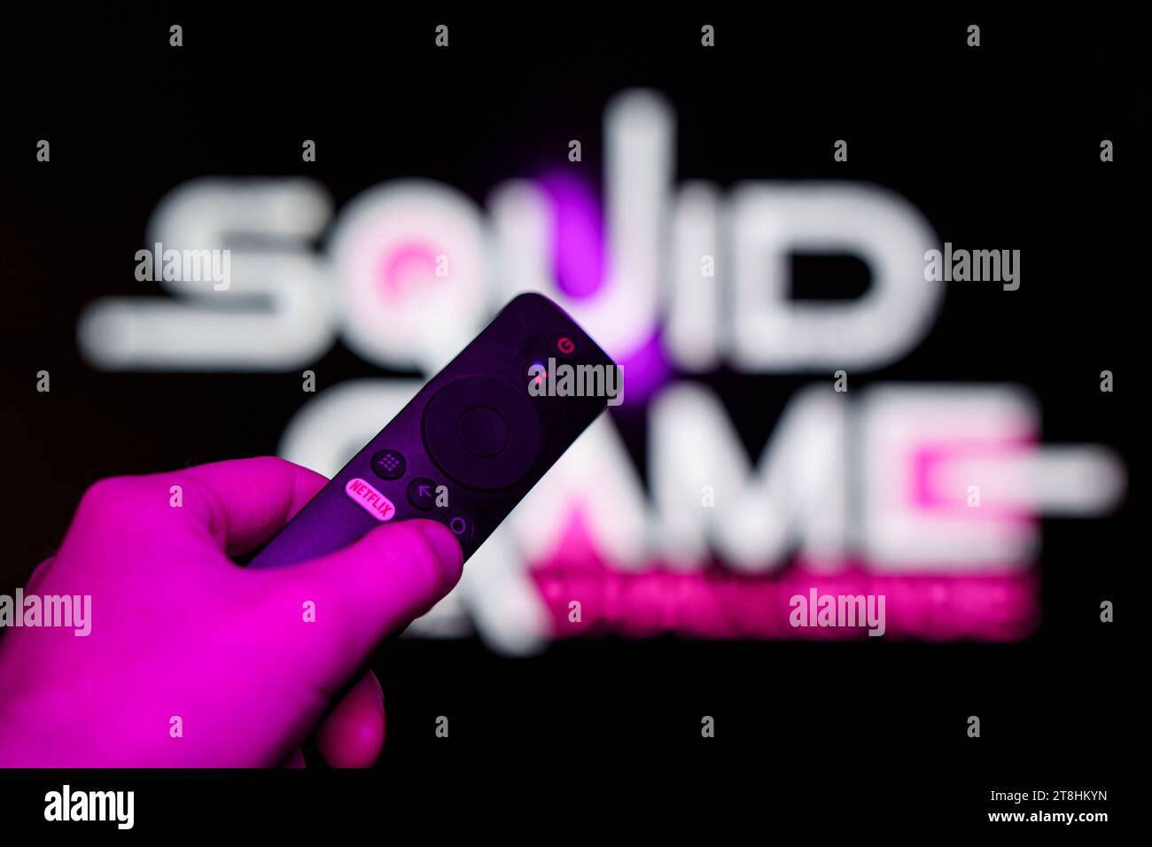 New Netflix TV reality show Squid Game: The Challenge on TV screen ... New Netflix TV reality show Squid Game: The Challenge on TV screen ...