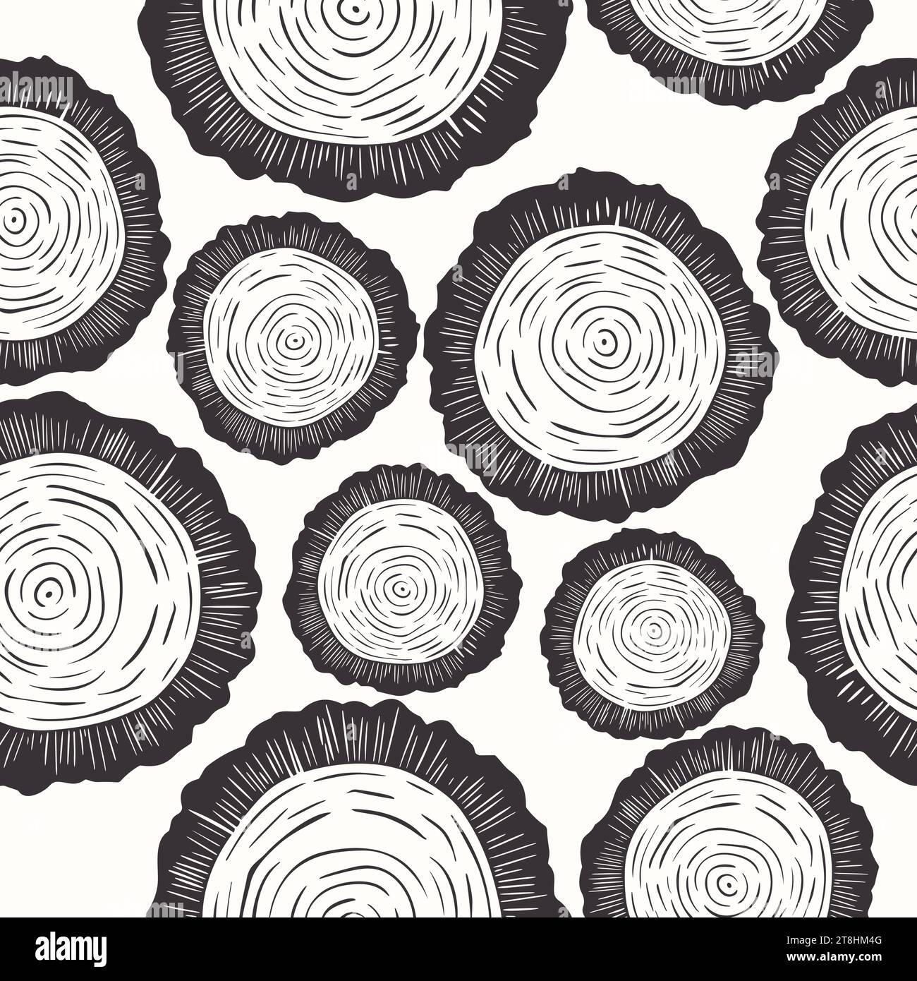 Vector Seamless Pattern with Tree Rings, Saw Cut Tree Trunk, Wood Log ...