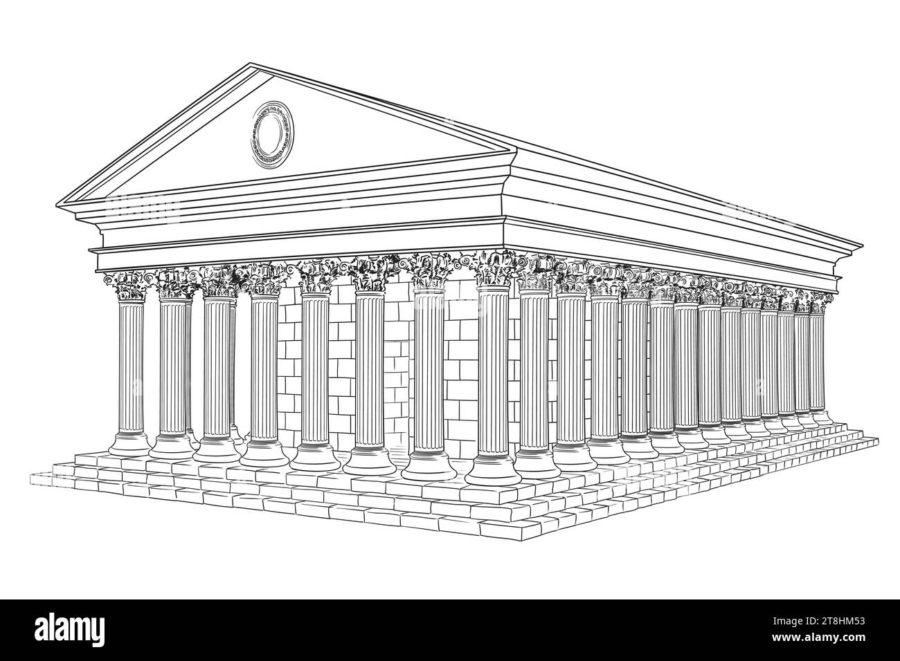 Ancient Greek temple with columns isolated on white background. Vector ...