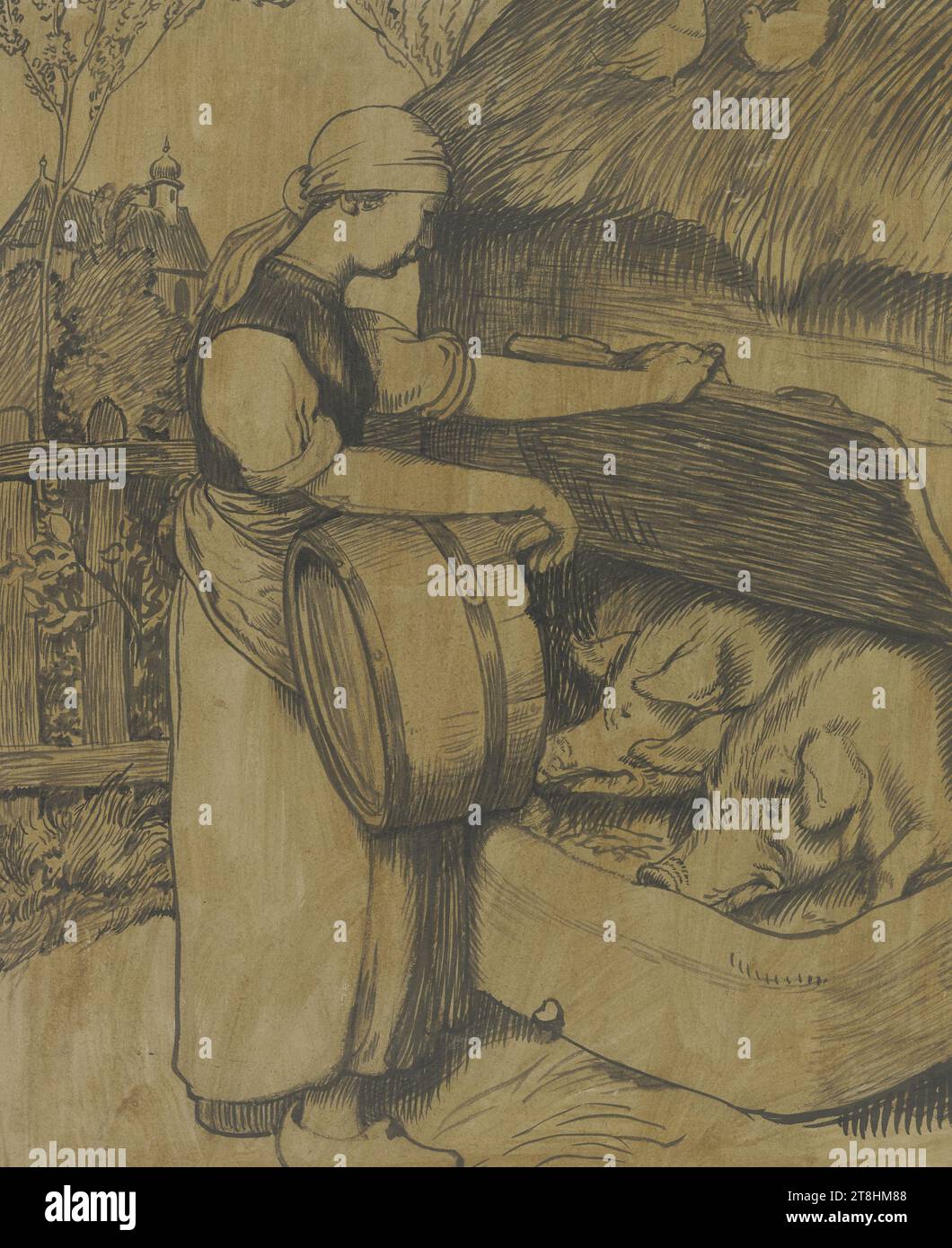 Maid feeding pigs hi-res stock photography and images - Alamy
