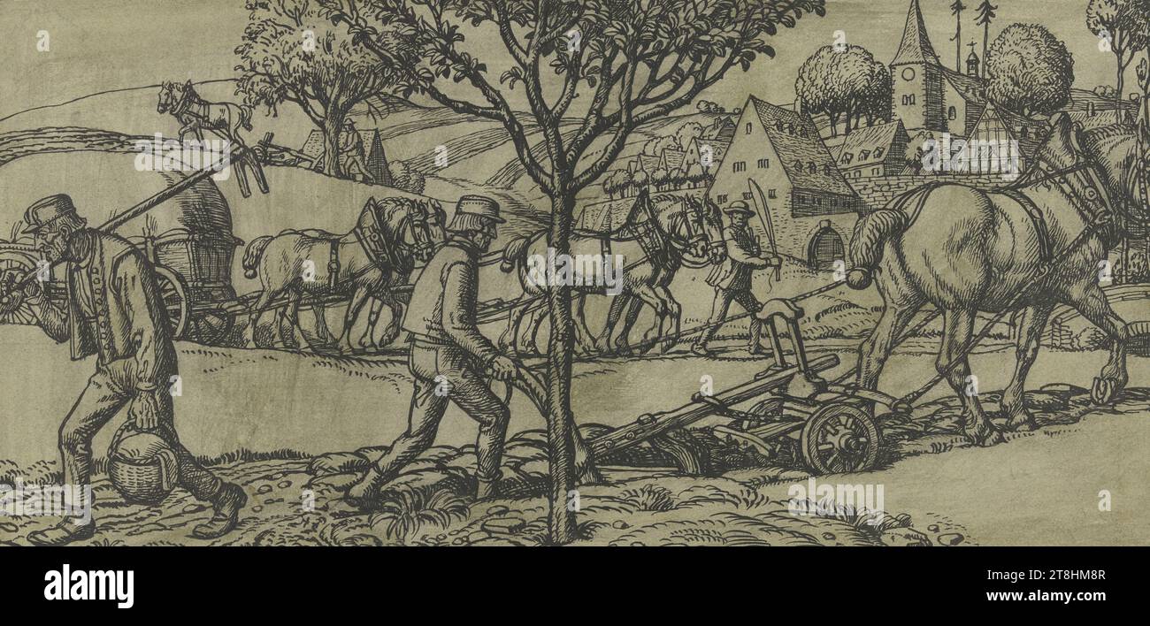 FRITZ BOEHLE, Plowing farmer, sheet, 324 x 461 mm, pen in black on ...
