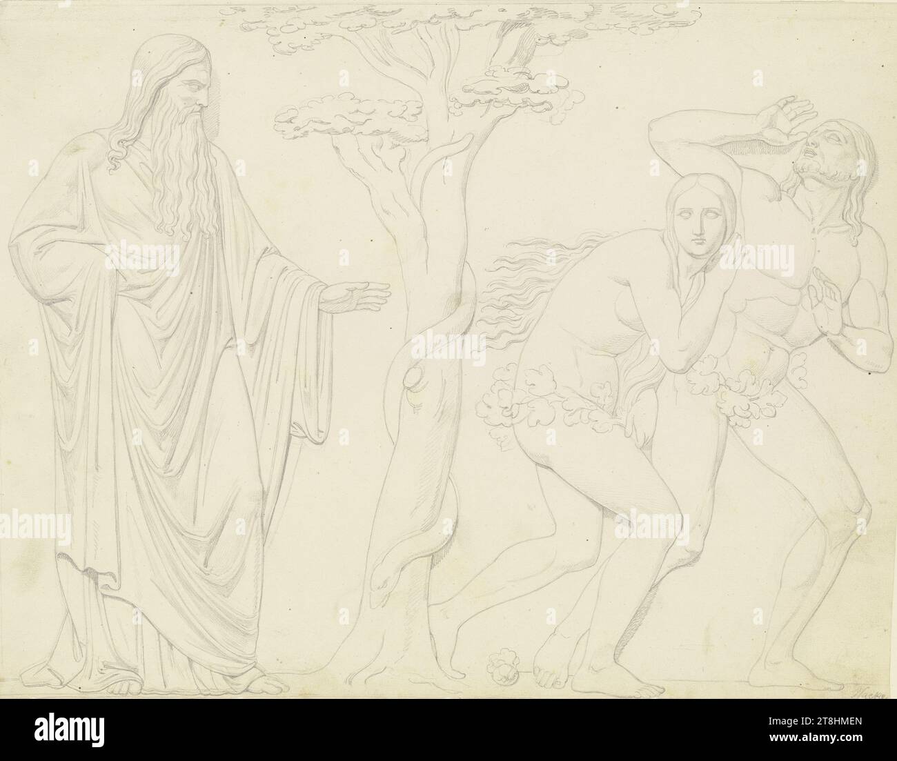 GUSTAV HEINRICH NAEKE, expulsion from paradise, sheet, 257 x 328 mm ...