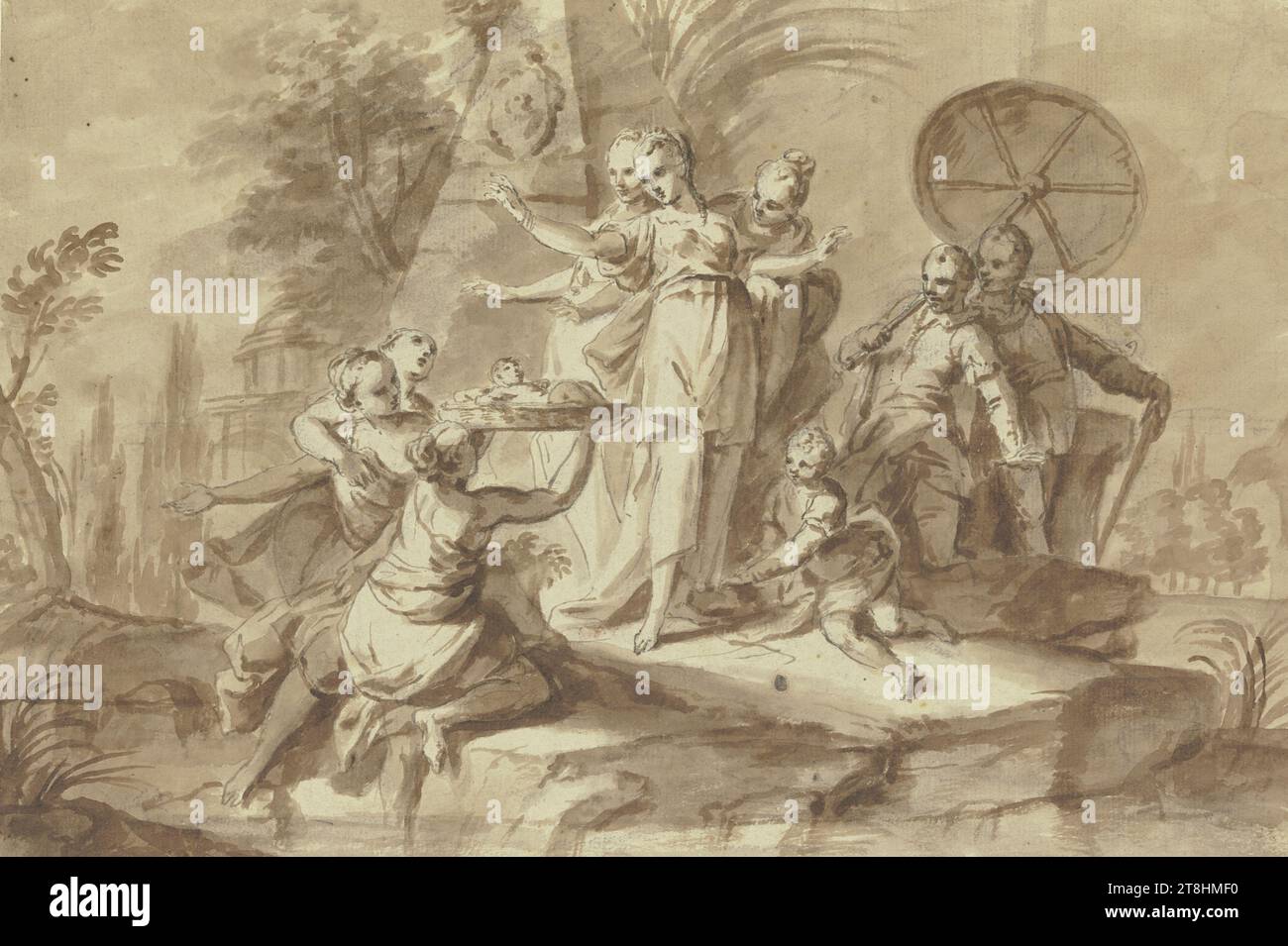 SEBASTIANO RICCI, Finding the Boy Moses, sheet, 296 x 437 mm, pen and ...