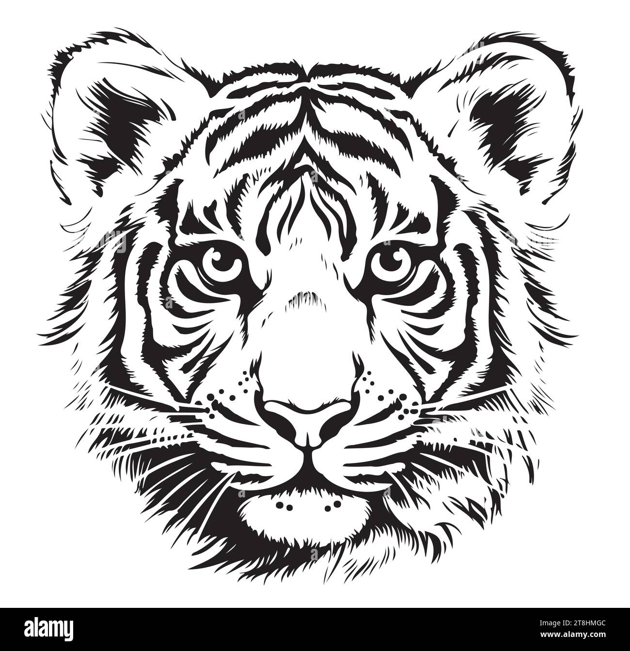 tiger drawn with ink from the hands of a predator tattoo Vector ...