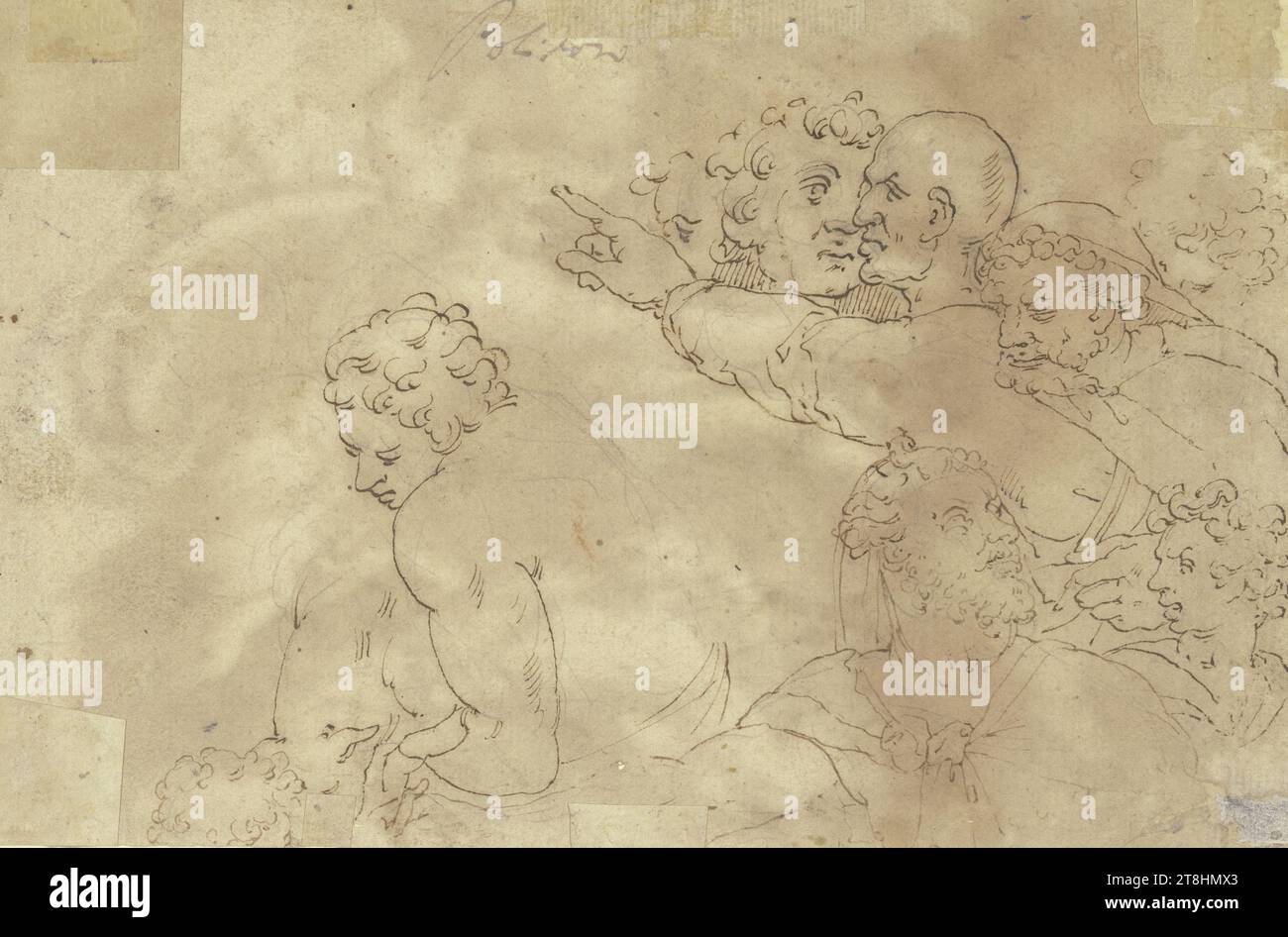POLIDORO DA CARAVAGGIO ?, group of figures, sheet, 140 x 208 mm, brown ...