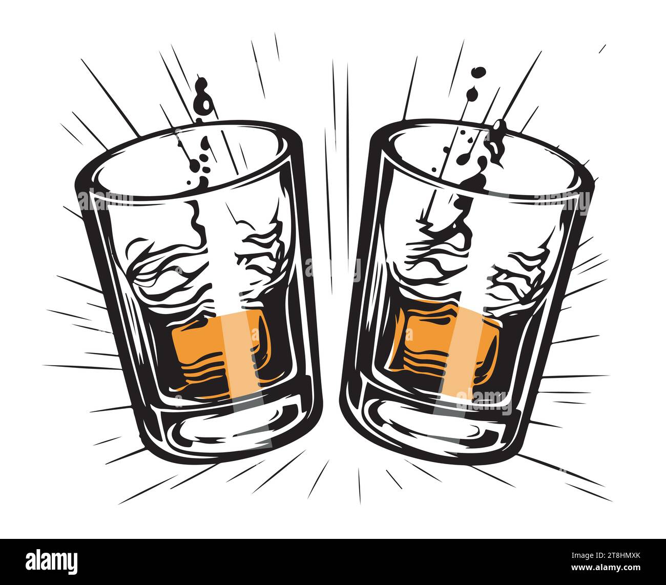 Two Toasting Glasses Of Whiskey Cheers Glass Vector Stock Vector Image And Art Alamy