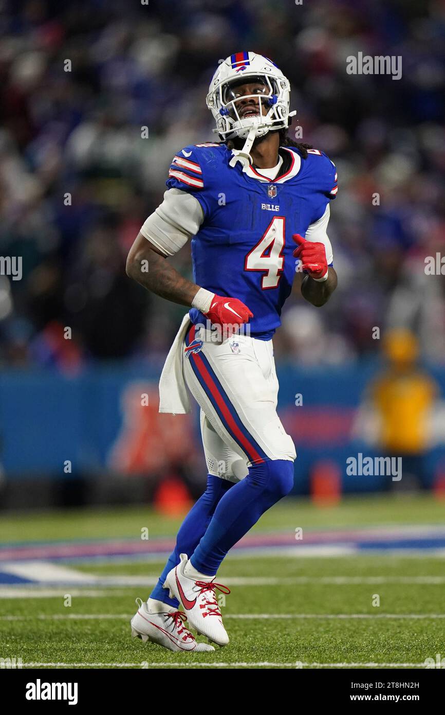 Buffalo Bills running back James Cook (4) during an NFL football game ...