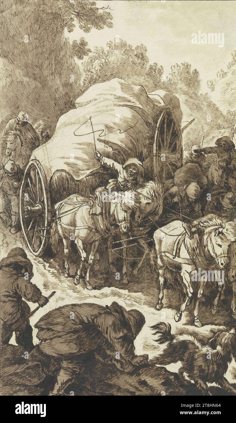 JOHANN ALBRECHT DIETZSCH, A highly packed wagon drawn by four horses ...