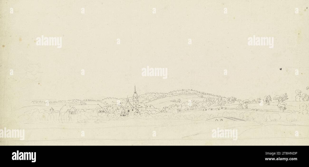 CASPAR DAVID FRIEDRICH, Wide landscape with village and bridge, approx ...