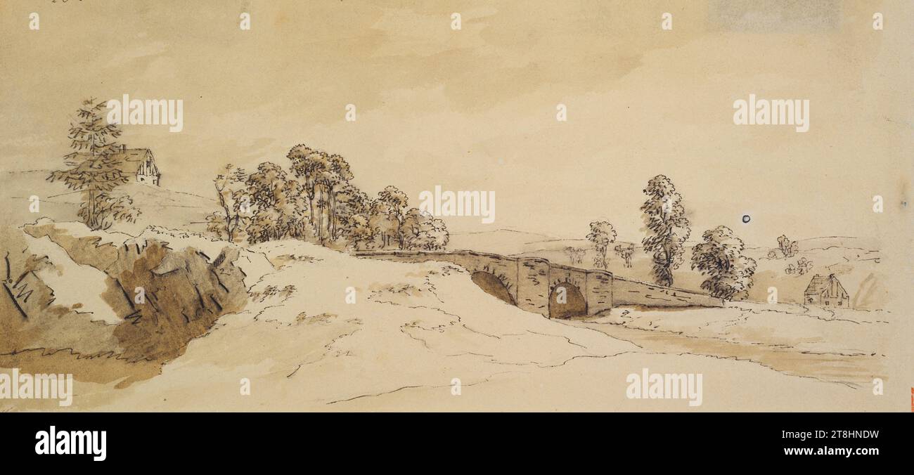 CASPAR DAVID FRIEDRICH, landscape with bridge, June 26, 1799, sheet ...