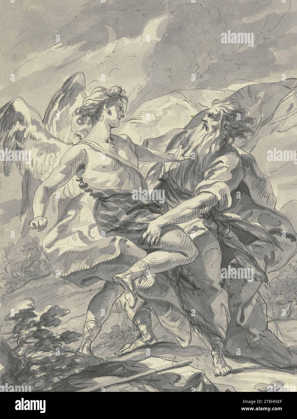 GREGORIO GUGLIELMI, Jacob wrestles with the angel, 1760, sheet, 325 x ...