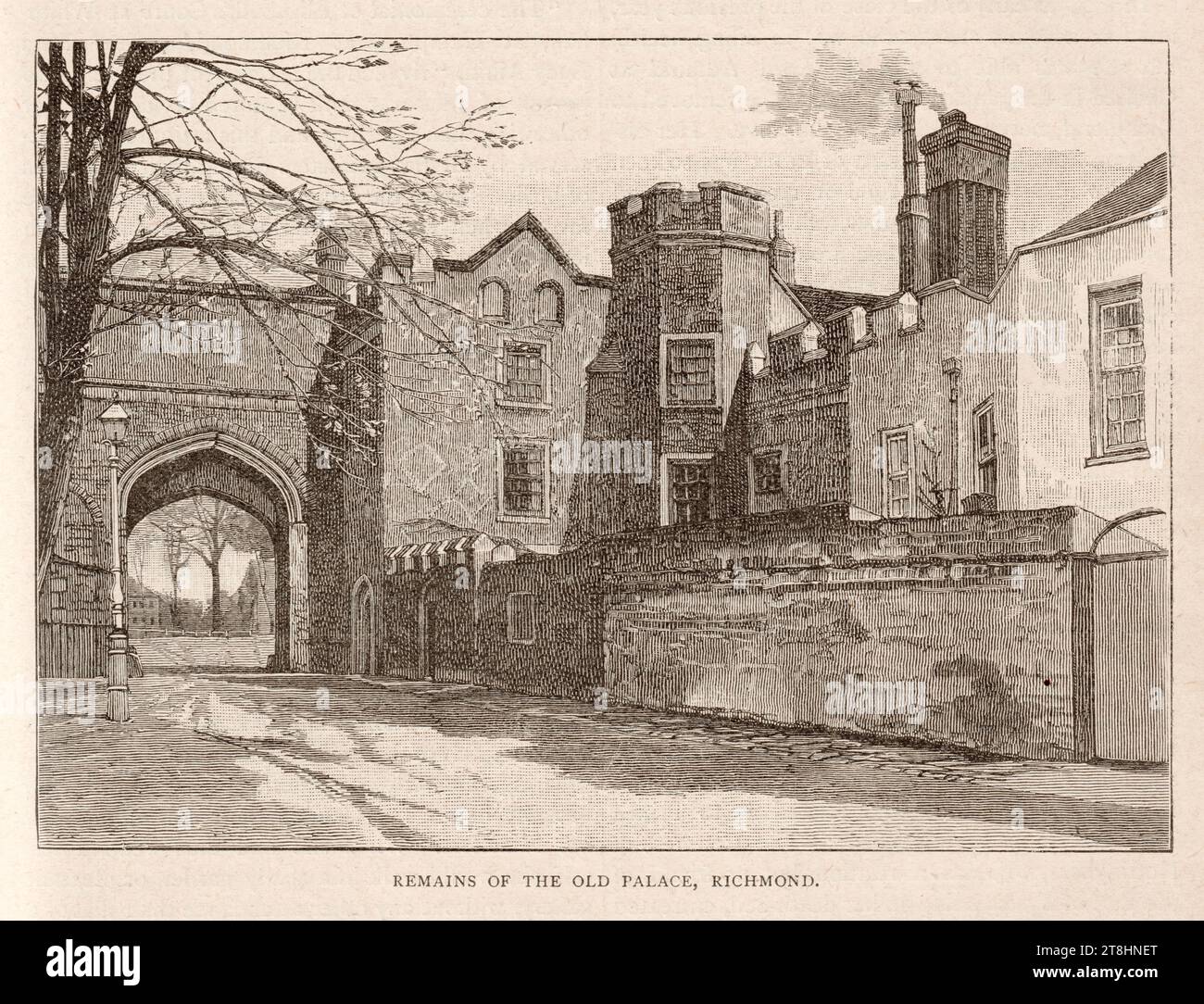 Engraving of remains of the Old Richmond Palace from the book: “Greater ...