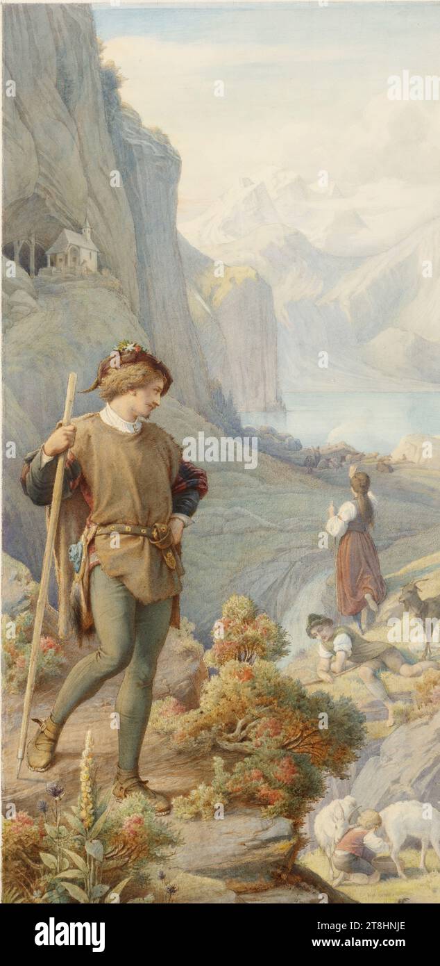 LEOPOLD VON BODE, illustration for Schiller's mountain song, right part ...