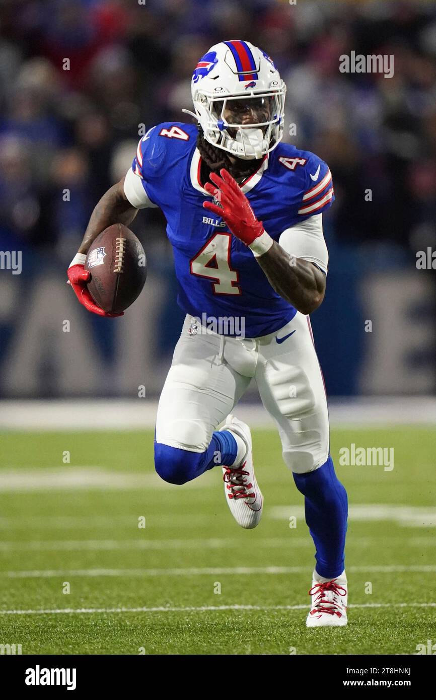 Buffalo Bills running back James Cook (4) during an NFL football game ...